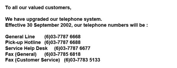 GD Express New Telephone Number - GDEX