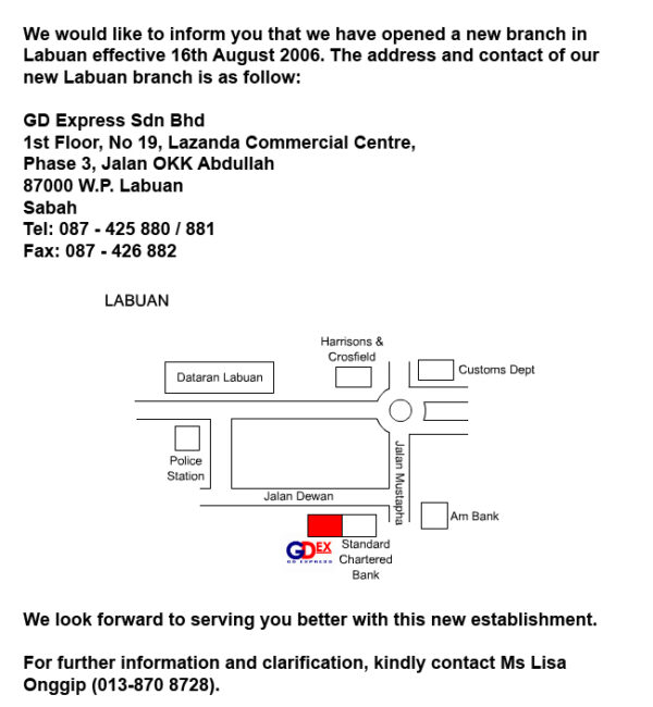 Opening of Labuan Branch Office - GDEX