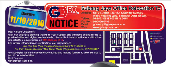 Subang Jaya Branch Relocation - GDEX
